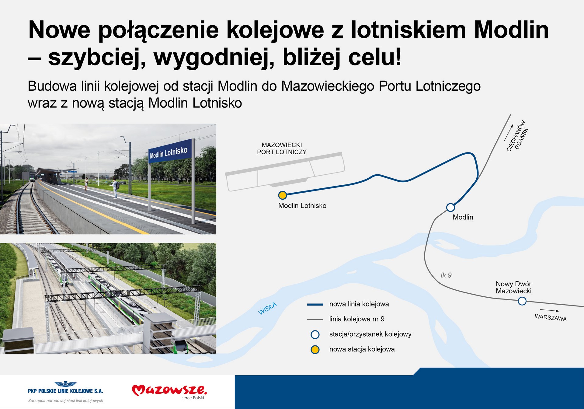 Kolejowy krok w stronę połączenia z lotniskiem w Modlinie - PKP Polskie Linie Kolejowe S.A.